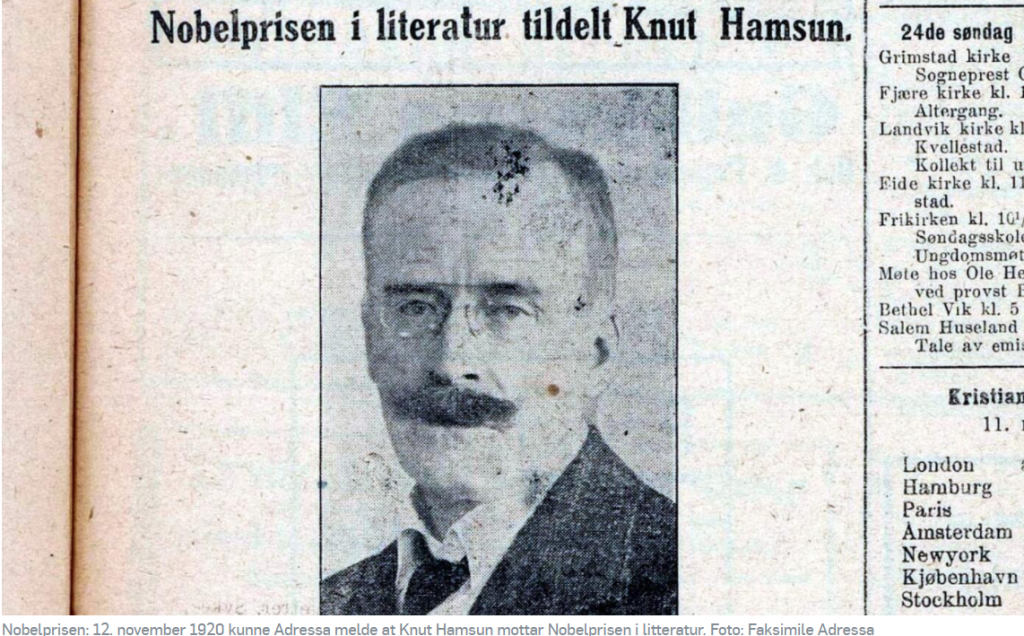 oktober 24, 2020 – Hamsun-Selskapet